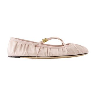 Dolce & Gabbana Womens Satin Ballerina Beige Silk