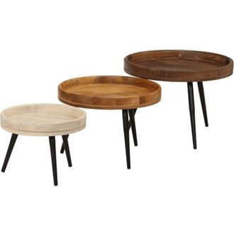 vidaXL Couchtische 3 Stk. Rund Massivholz Mango Vidaxl