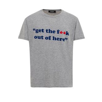 Dsquared2 Cotton T-Shirt mit Get the f**k.. Print - - Tops - Herren - Grau - M