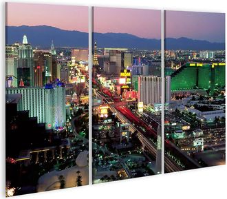 Islandburner Bild auf Leinwand Las Vegas am Abend im fernen Westen der Vereinigten Staaten Bilder Wandbilder 130x80cm