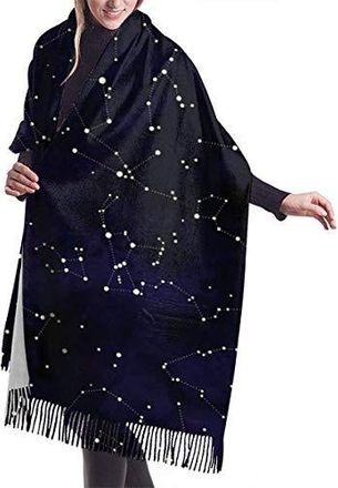 Generic Imprimé Écharpe Foulard Constellations de lhémisphère nord Écharpe Femme épais Shawl pour Party Noël Homme 68X196cm