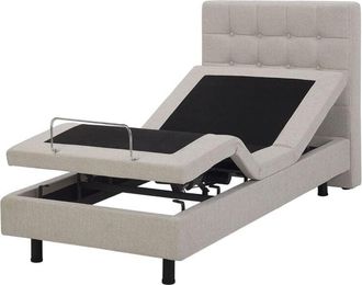 Beliani Lit Simple Ajustable en Tissu Beige 90 x 200 cm Confortable et Minimaliste pour Chambre au Style Transitionnel ou Moderne Beliani