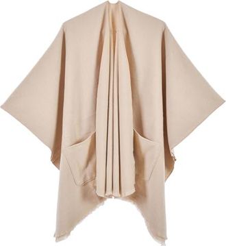 Generic Poncho Femme Hiver Chaud Chale Femme Hiver Chaud Cape Femme Effet enveloppant Ch&acirc;le &Eacute;pais Ouvert Devant Look Cosy &Eacute;l&eacute;gant Automne