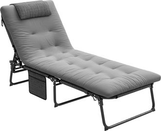 OUTSUNNY Sonnenliege klappbar Gartenliege mit Kopfkissen, Liegestuhl mit 4-Fach verstellbare R&uuml;ckenlehne, wetterfeste Campingliege, Gartenstuhl bis 120 kg bela