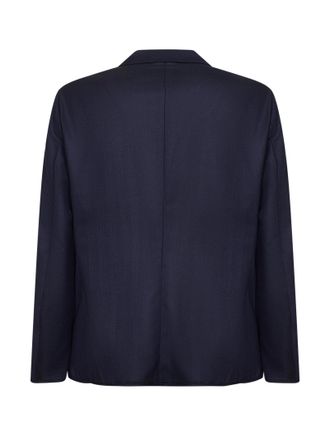Giorgio Armani Mens Jacket Chevron Blue Wool-Cashmere Virgin Wool