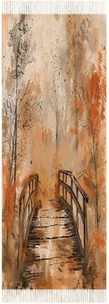 Generic Longue &Eacute;charpe Ch&acirc;le Respirant Wrap Foulard Estampe dart Pont en bois L&eacute;ger Ch&acirc;le pour No&euml;l Homme Femmes 68x196cm