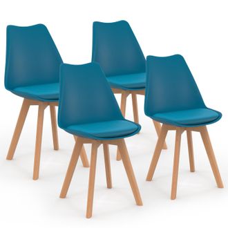 IDMarket Set Di 4 Sedie Da Pranzo Scandinave Sara Blu Anatra