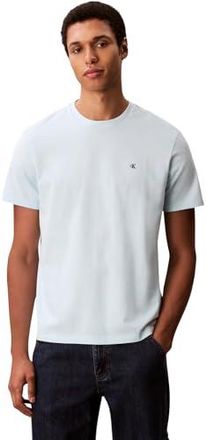 Calvin Klein T-Shirt Manches Courtes Homme Classic Monogram Tee avec Col Ras-du-Cou, Bleu (Airy Blue), L