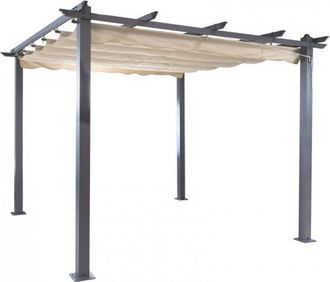 Dema Dema - Pergola aluminium toile retractable 3 x 3 m - Beige - Tonnelle Auvent