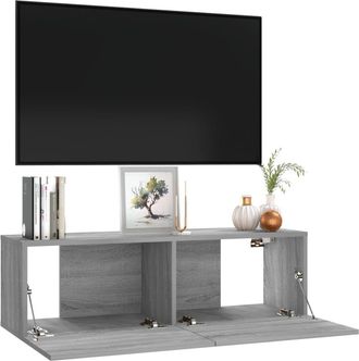 Generic TV Schrank mit 2 Klappt&uuml;ren, TV M&ouml;bel, H&auml;ngeboard, Lowboard, Fernsehschrank, Fernsehtisch, Sideboard, Holzwerkstoff(Wei&szlig; 80x30x30cm) (100x30x30cm)