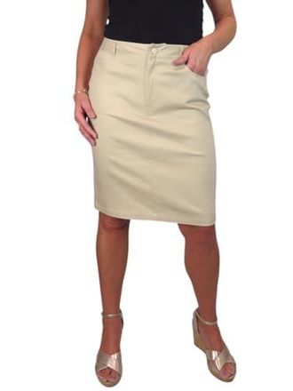 Paulo Due Jupe Crayon Style Jean Stretch en Coton &Eacute;pais pour Femme Beige 38-48 (48)