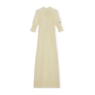 Ganni Femme, Robes, Beige, Taille: 40 FR Robe Midi Col O en Maille M&eacute;lange Mohair