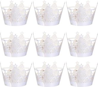 Cabilock Delicate50 STÜCKE Weihnachten Papier Cupcake Wrapper Cups Hohl Kleine Kuchen Formen Muffin Liner für Dessert Party