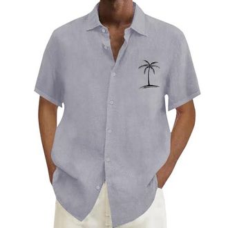 Generic Chemise d&eacute;t&eacute; &agrave; manches courtes pour homme - Chemise de plage amusante - Chemise d&eacute;t&eacute; avec imprim&eacute; - Chemise de loisirs respirante - Col montant - Chem
