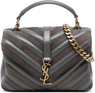Saint Laurent Hobo Bags - Medium Calfskin and Suede Chevron Monogram College - Gr. unisize - in Grau - f&uuml;r Damen