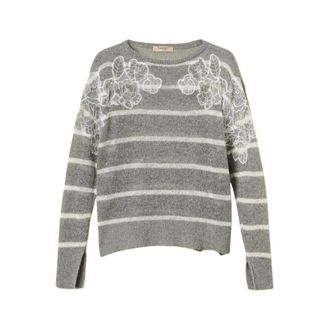 Twinset Femme, Pulls, Gris, Taille: 40 FR Pull en mohair avec inserts