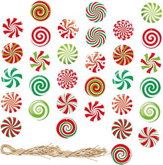 Cabilock 32 St&uuml;ck Teiliges Weihnachtsbaum Deko Papier Zuckerstangen Anh&auml;nger Leichte Candy Pendants mit Aufh&auml;ngeloch Festliche Christbaumschmuck f&uuml;r Indoor und