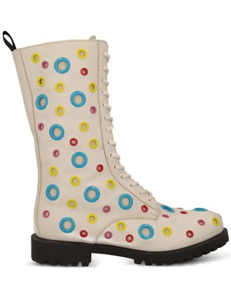 Moschino bottes &agrave; lacets - Blanc