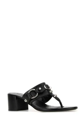Balenciaga Womens City Thong Sandal Black Lamb