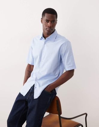 Boss Orange by Hugo Boss Hugo BOSS - Chemise boutonn&eacute;e classique &agrave; manches courtes en coton - Bleu