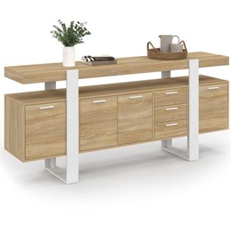 IDMarket Idmarket - Buffet 180 cm phoenix xxl 4 portes avec 2 tiroirs bois et blanc
