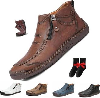 Generic Chaussures de conduite rétro décontractées en cuir PU faites à la main pour homme, marron, 45.5 EU