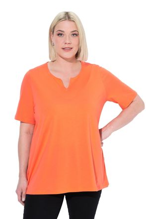 Ulla Popken Damen große Größen Übergrößen Plus Size T-Shirt, A-Linie, Tunika-Ausschnitt, Halbarm rosenkoralle 46+ 807259510-46+