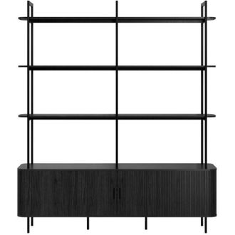 ebuy24 Ronin Regal 2 Jalousiet&uuml;ren, 3 Regale Asche-Dekor schwarz