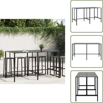 vidaXL Bartisch Schwarz 200x100x110 cm Pulverbeschichteter Stahl - Gartentisch - Esszimmertisch - Bartisch - Au&szlig;enm&ouml;bel - Balkonm&ouml;bel