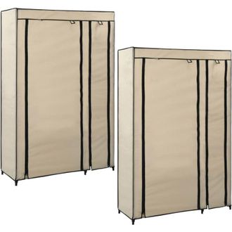 vidaXL Garde-robes pliables 2 pcs Cr&egrave;me 110x45x175 cm Tissu Vidaxl