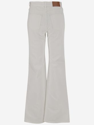 Chlo&eacute; Womens High Waist Cotton Flare Jeans White