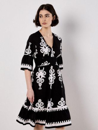 Apricot Minikleid Minikleid mit Smokdetails