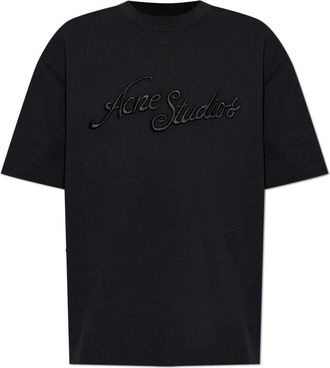 Acne Studios Homme, Tops, Noir, Taille: M T-Shirt avec Logo Brod&eacute;