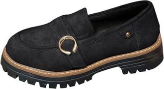 Generic Mocassins Femme Chaussures De Marche Plateforme sans Lacets Bout Rond Loafers Ballerines Antidérapant Légères Rétro Chaussures Bateau Printemps Automn