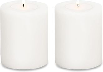 Edzard 2er-Set Teelichthalter Dauerkerze Cornelius (Höhe 9 cm, Ø 8 cm), weiß, hitzebeständig bis 90°, gefertig aus hochwertigen PE-HD Kunststoff