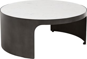 DELIFE Wohnzimmertisch Alerio Marmor Wei&szlig; 90x90 cm Metall Black Antique