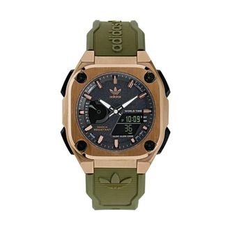 adidas Homme, Accessoires, Vert, Taille: ONE Size Montre en Silicone Vert Analogique/Numérique à Quartz