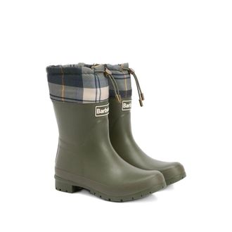 Barbour Womens Rubber Shoes With Tartan Pattern Green Outer