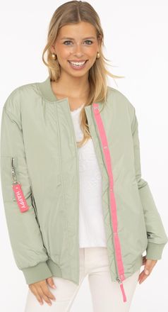 Zwillingsherz Bomberjacke ZWILLINGSHERZ Happy, Damen, Gr. XXL, salbei, Web, Obermaterial: 100% Polyester, unifarben, Po-bedeckend, ohne Ausschnitt, Rippb&uuml;ndchen, Ja