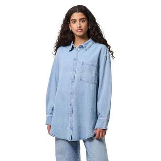 Pieces Pieces Pcmaisie Ls Denim Shirt Noos BC Chemise, Bleu Jeans Clair, M Femmes