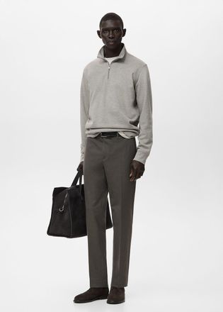 Mango Sweat-shirt regular-fit col zipp&eacute; marron moyen - Homme - XXL - MANGO MAN