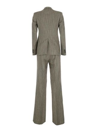 Tagliatore Double-Breasted Tailored Pant Suit - Gray