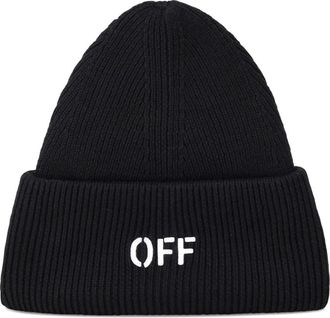 Off-white Homme, Accessoires, Noir, Taille: ONE Size Bonnet Tricoté avec Logo