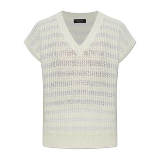 Fabiana Filippi Gilet &agrave; Sequins Scintillants - Femme - Pulls - Blanc - Taille: 34 FR
