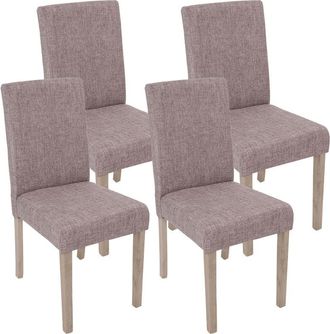 Hhg Lot de 4 chaises de salle &agrave; manger Littau, tissu, gris, pieds: structure ch&ecirc;ne