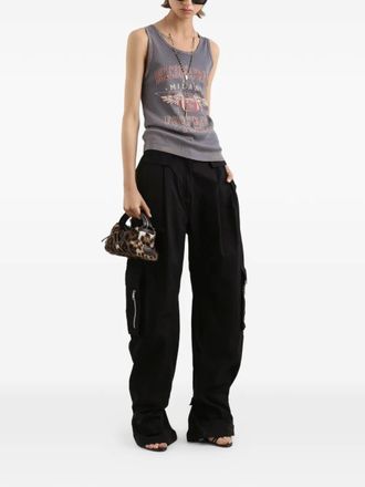 Dolce & Gabbana print-detail crew neck tank top - Gris