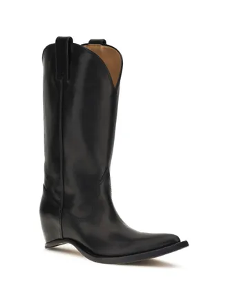 Maison Margiela Womens High-Top Texan Boots Black Calf Leather Bos Taurus