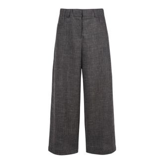 Alysi Cropped Leinen Stretch Hose - - Trousers - Damen - Grau - 2XS