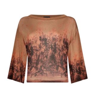 Liu Jo Femme, Blouses et Chemises, Brun, Taille: 36 FR Printed Jumper