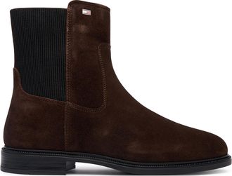 Tommy Hilfiger Klassische Stiefeletten Tommy Hilfiger Enamel Flag Suede Ankle Chelsea FW0FW09575 Braun